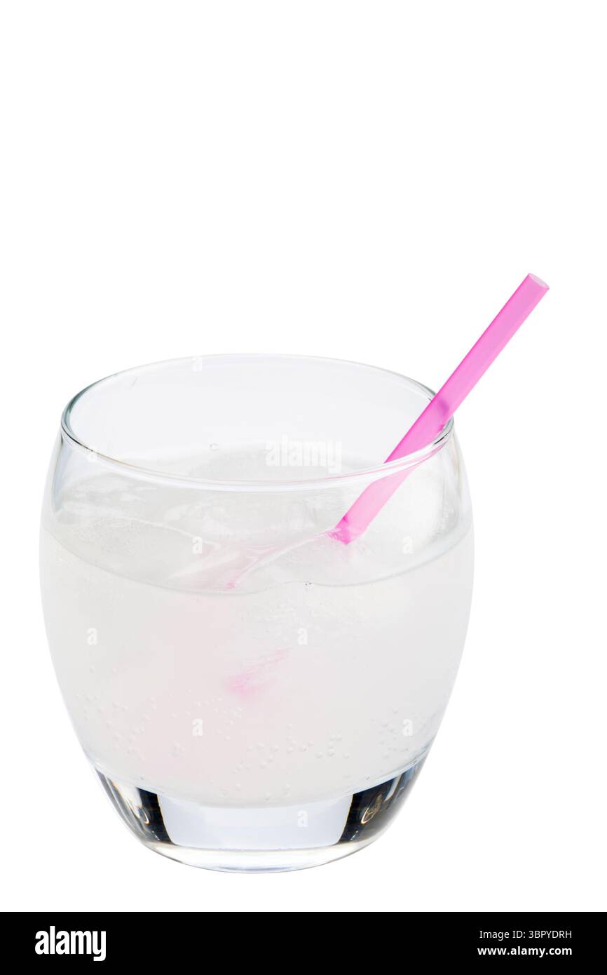 Clear cold drink with ice cubes isolated on white Stock Photo - Alamy