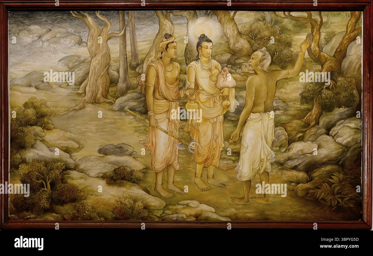 Temple of the sacred Tooth Relic or Sri Dalada Maligawa, Painted panel ...