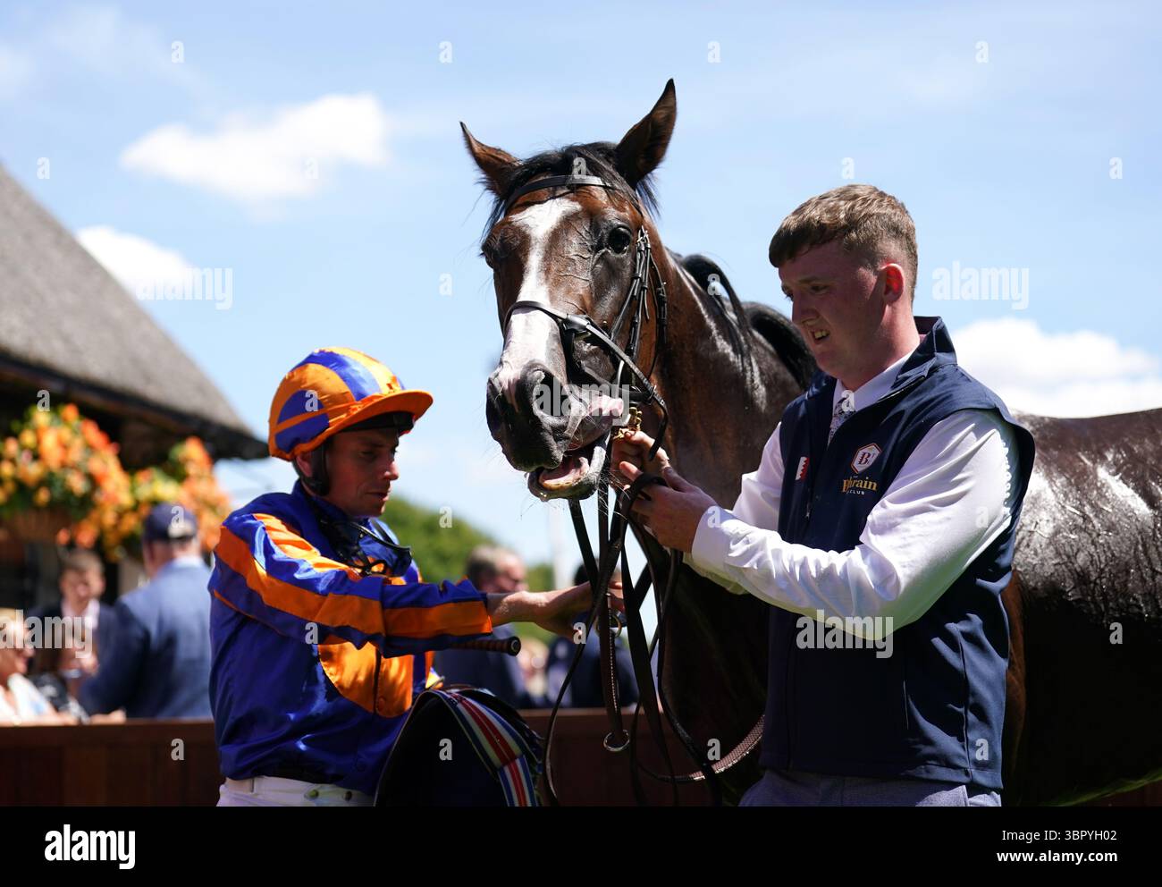 Ryan Moore in the parade ring after winning the Bahrain Trophy Stakes ...