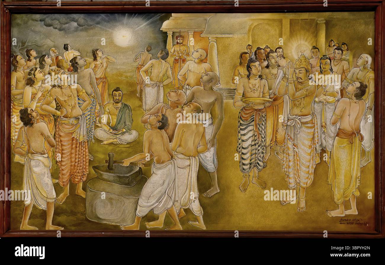 Temple of the sacred Tooth Relic or Sri Dalada Maligawa, Painted panel ...