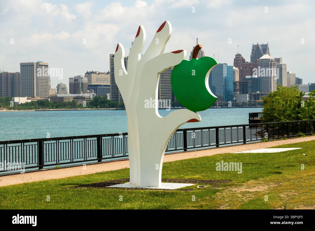 Windsor sculpture park along the Detroit river in Ontario Canada Stock ...