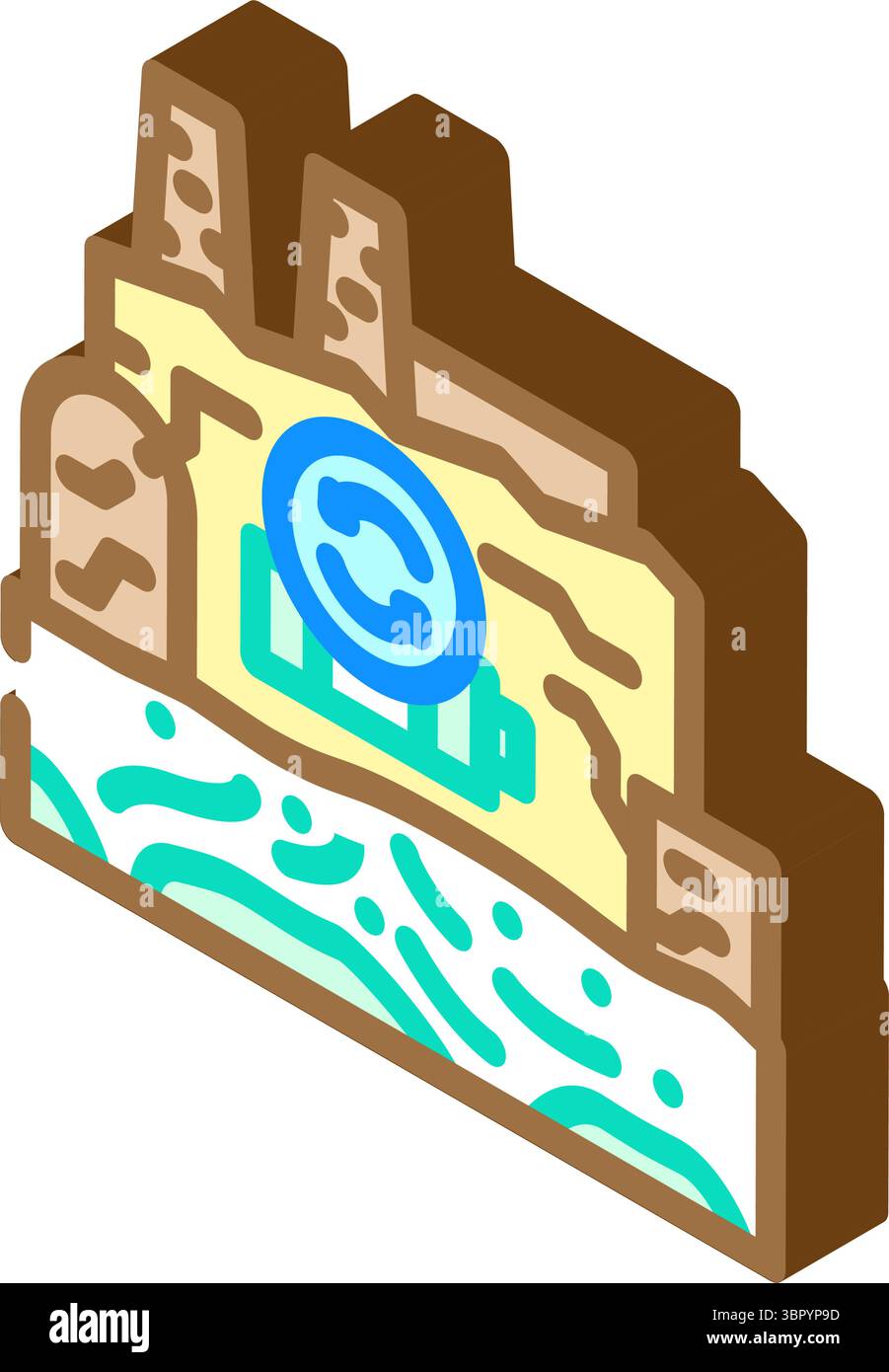 toxic waste battery recycling plant contaminating land isometric icon ...