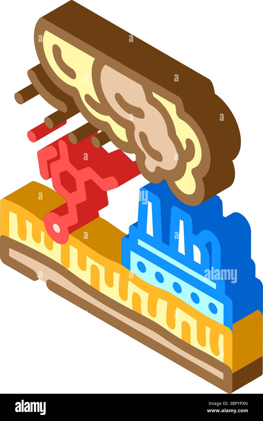 contaminated food crops region high industrial pollution isometric icon ...