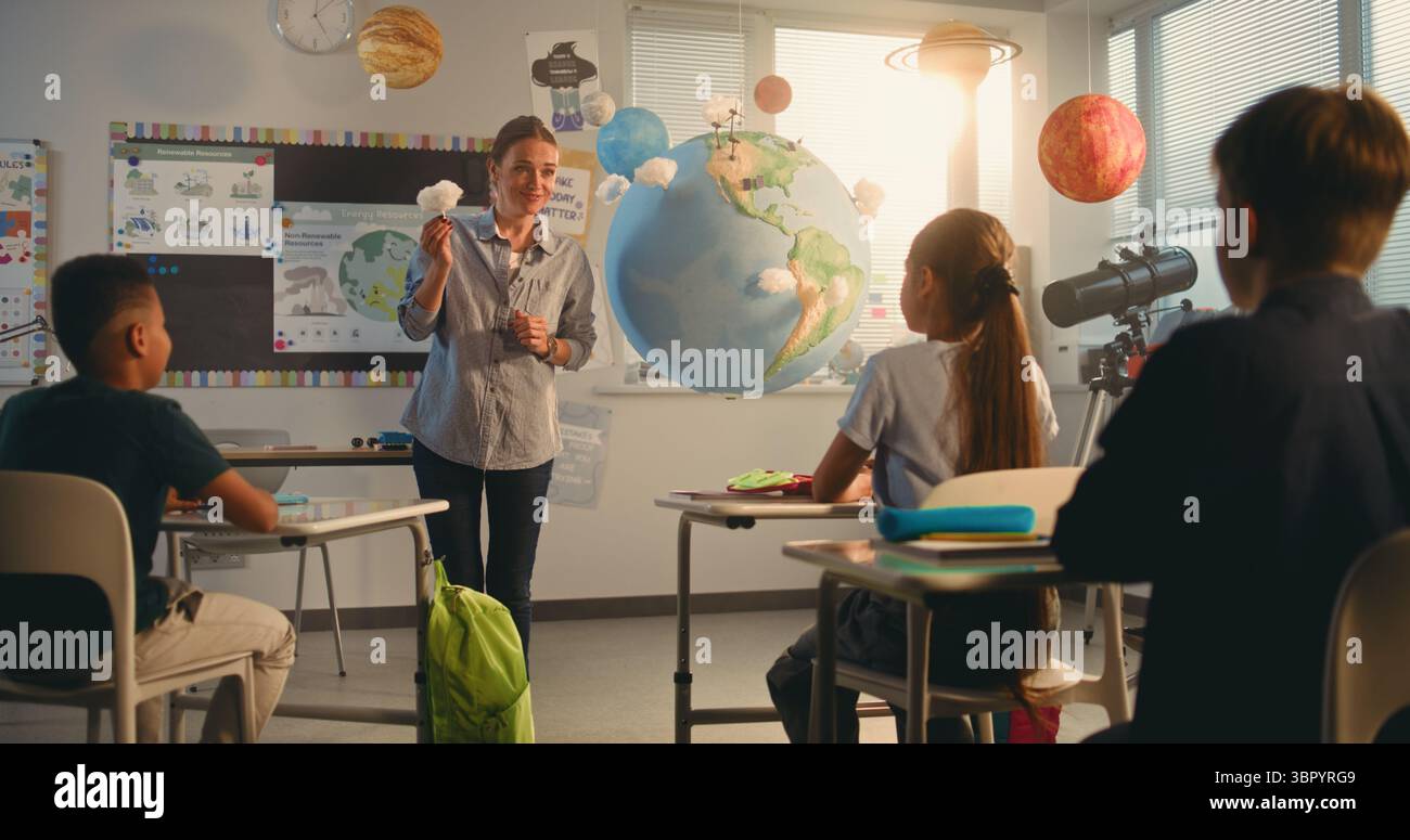 Female Teacher Educating Smart Kids During Science Lesson in ...