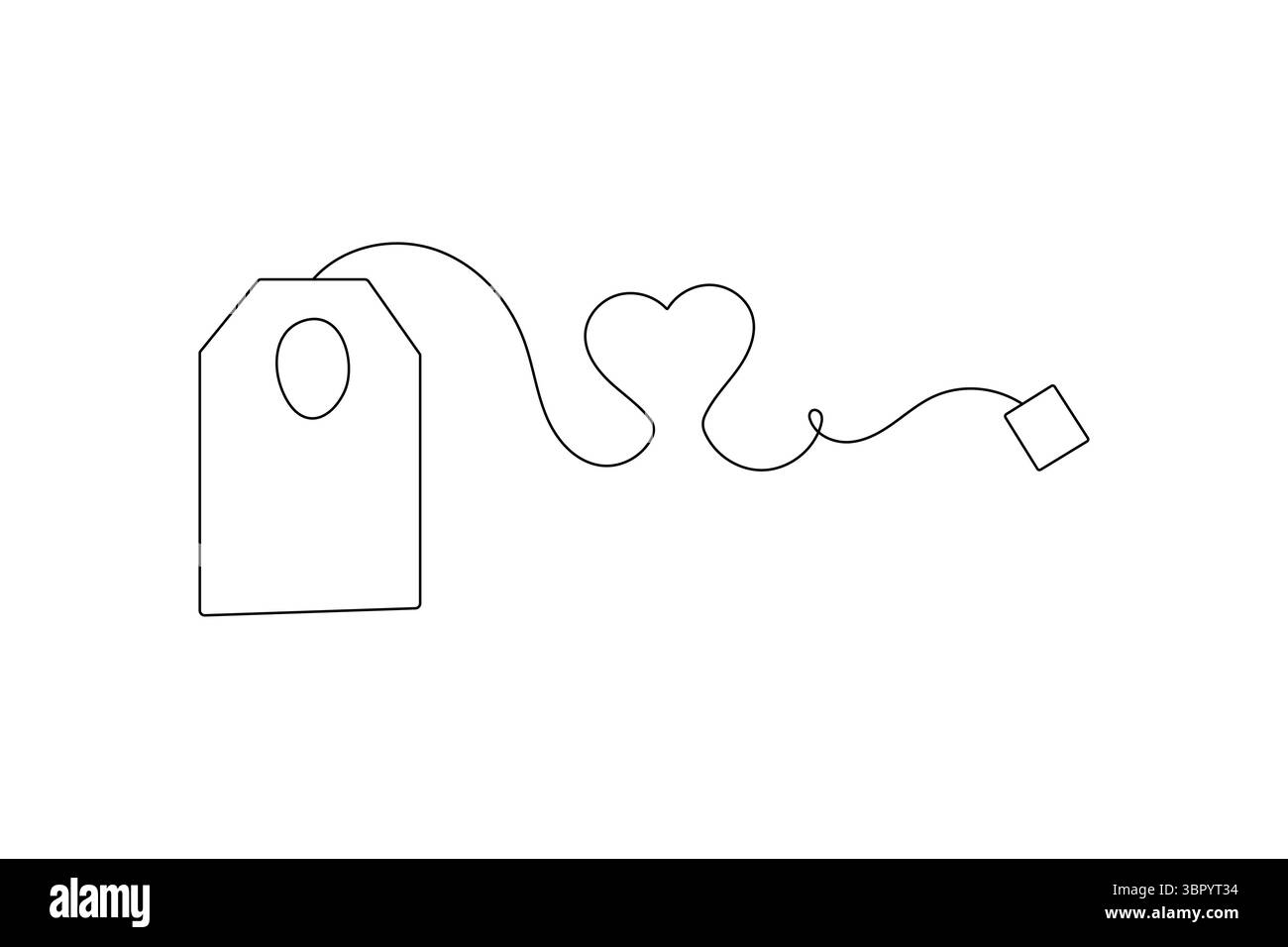 Minimalist tea bag sketch in one line art style simple outline vector ...