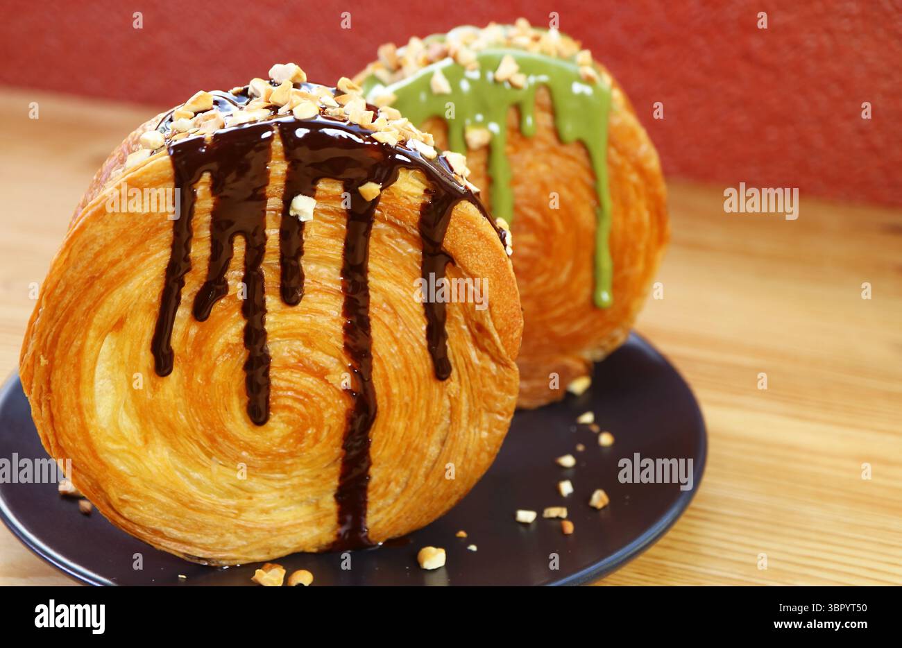 Mouthwatering Timber Ring Croissant with Chocolate Ganache and Chopped ...