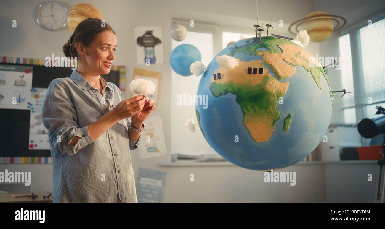 STEM Class: Female Teacher Teaching Environmental Science and Geography ...