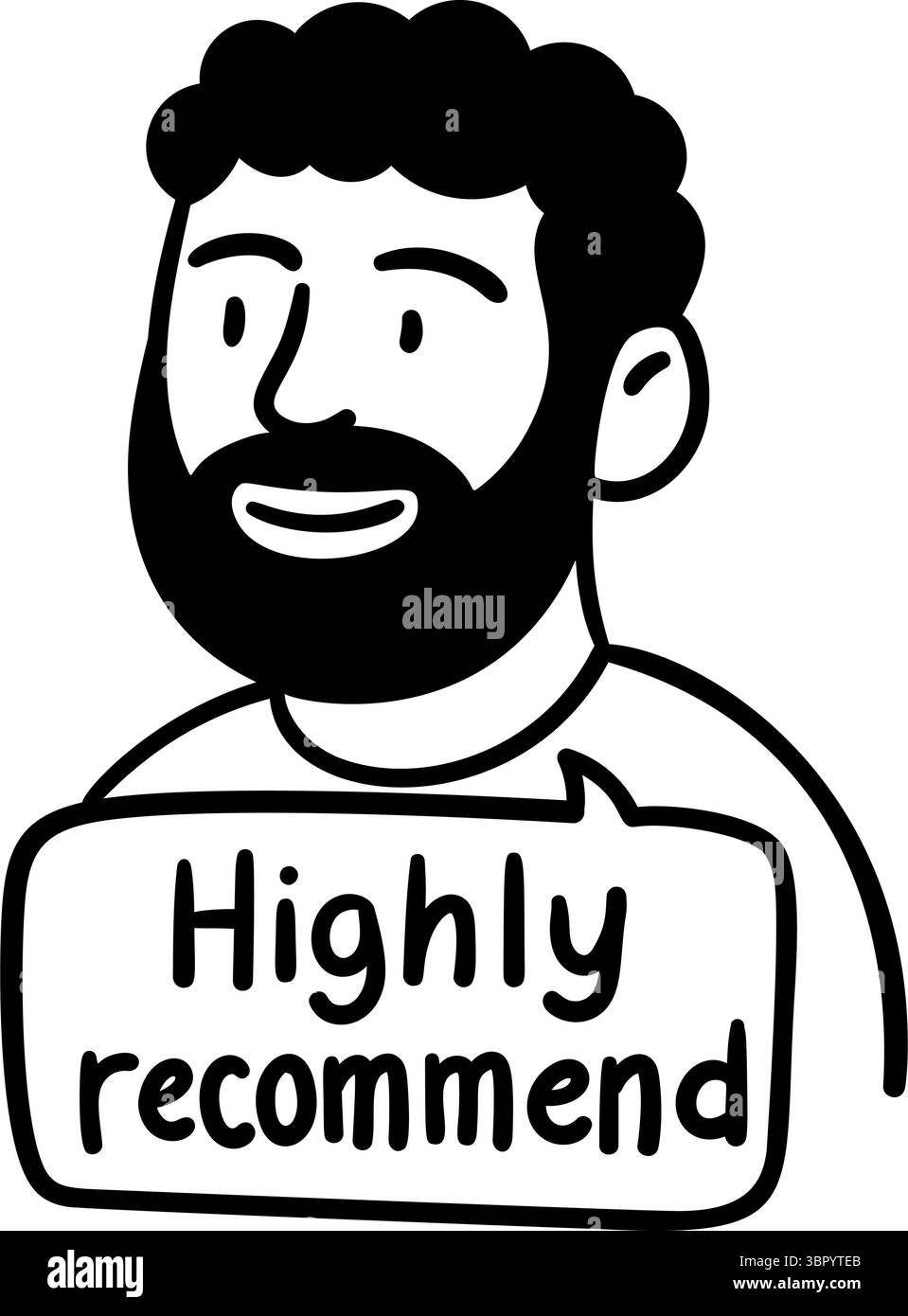 Doodle man with speech bubble Highly Recommend. Hand drawn illustration ...