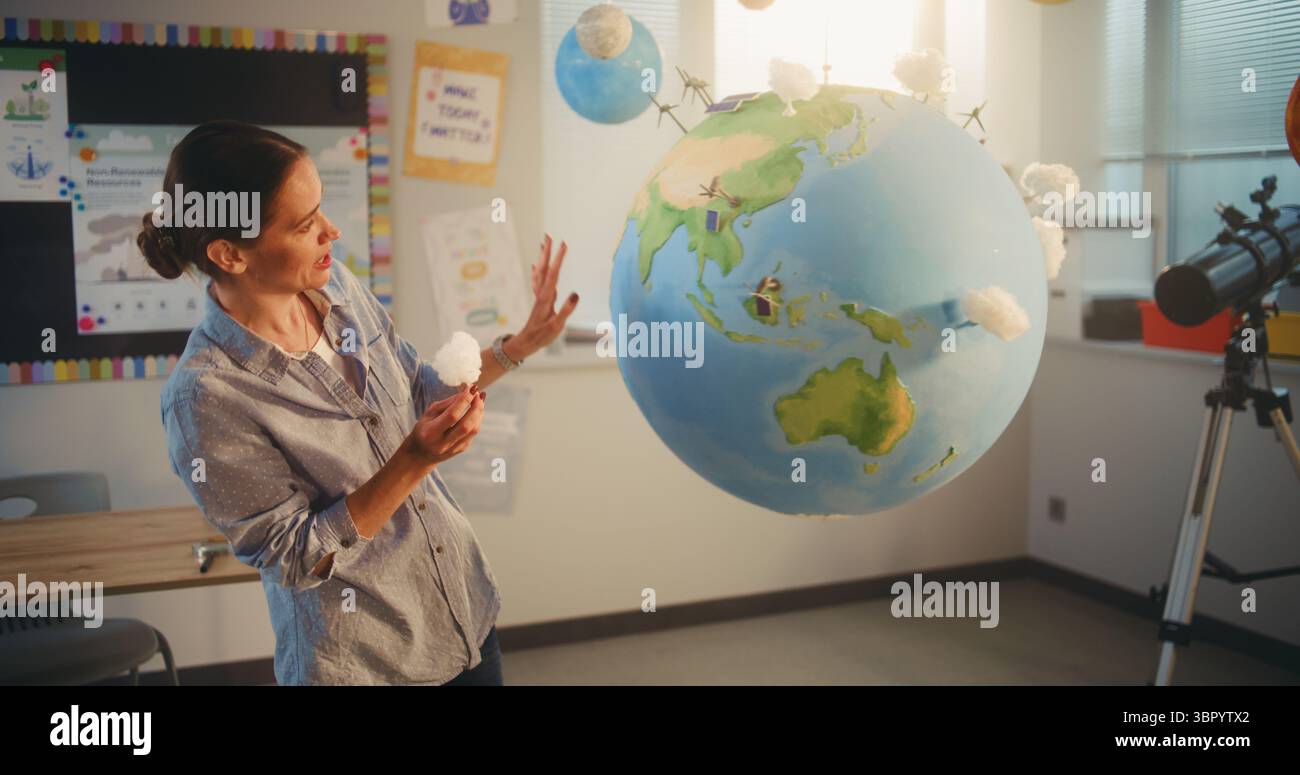 STEM Class: Female Teacher Teaching Environmental Science and Geography ...