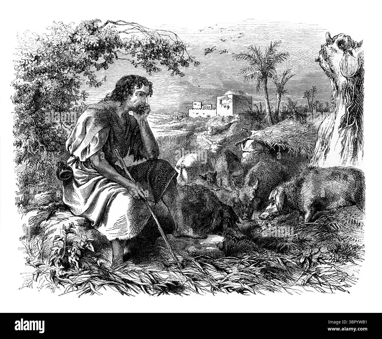 Illustration of the Prodigal son after spending all of his inheritance ...