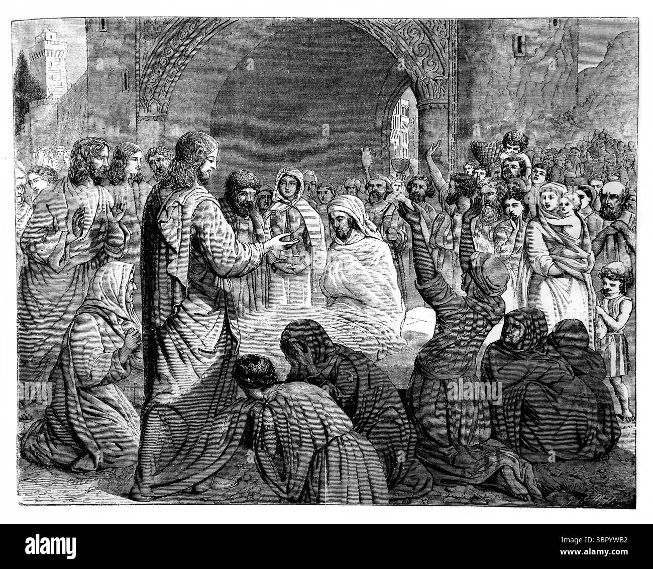 Illustration of Jesus Christ Raising the Widow of Nain Son from the ...