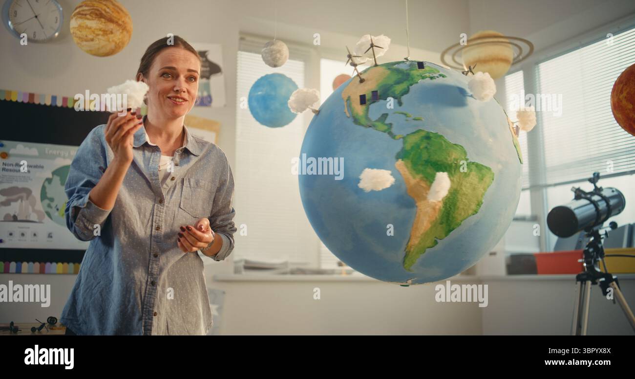 Female Teacher Educating Smart Kids During Science Lesson in Modern ...