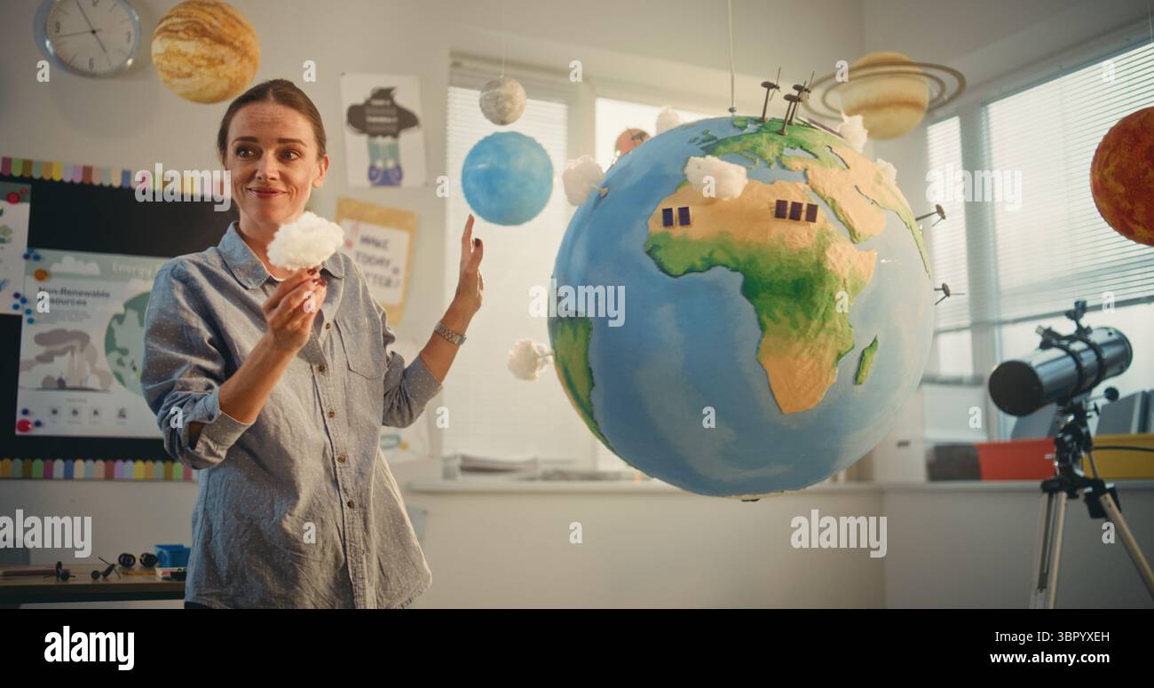 Female Teacher Educating Smart Kids During Science Lesson in Modern ...