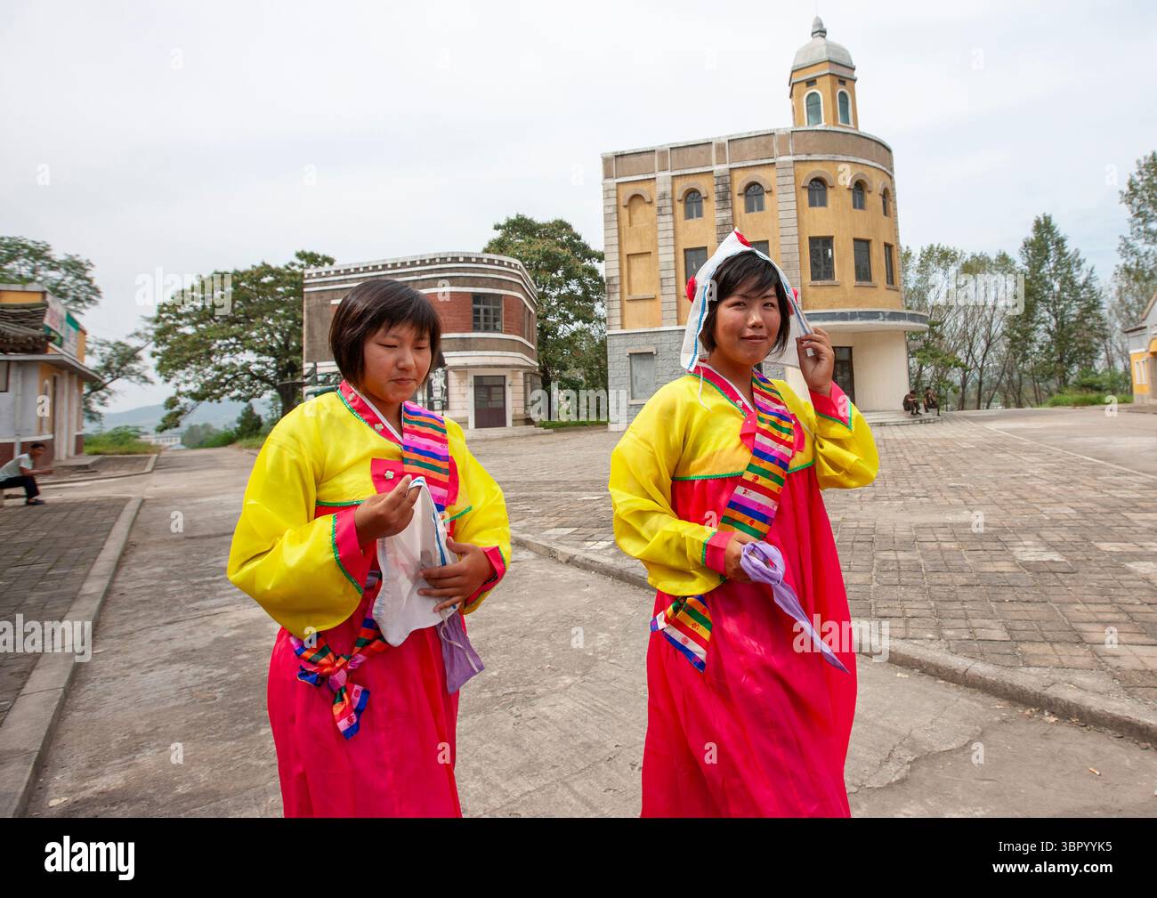 North Korean actresses during a movie shooting in Pyongyang film ...