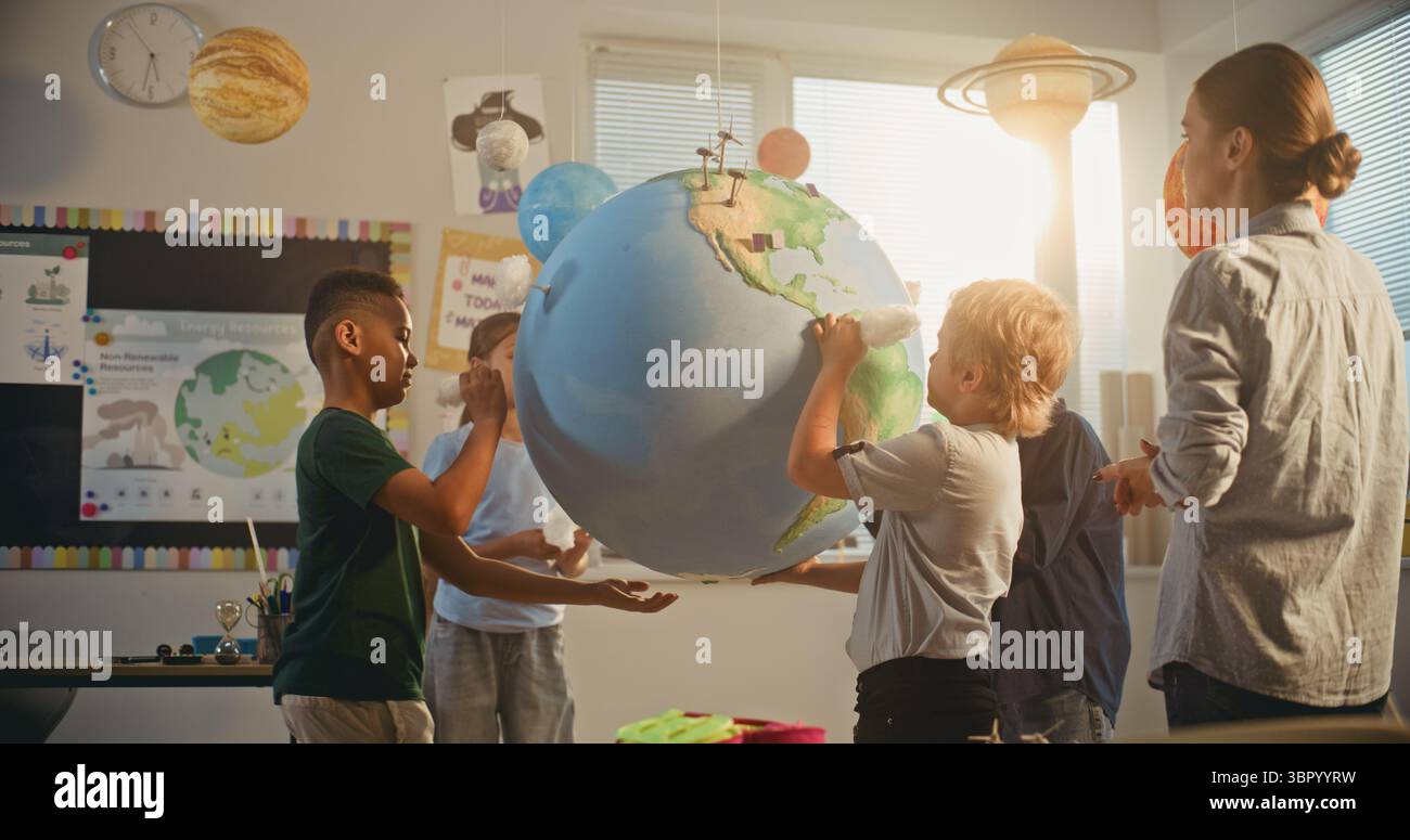 Renewable Energy STEM Class: Elementary School Students Attaching ...