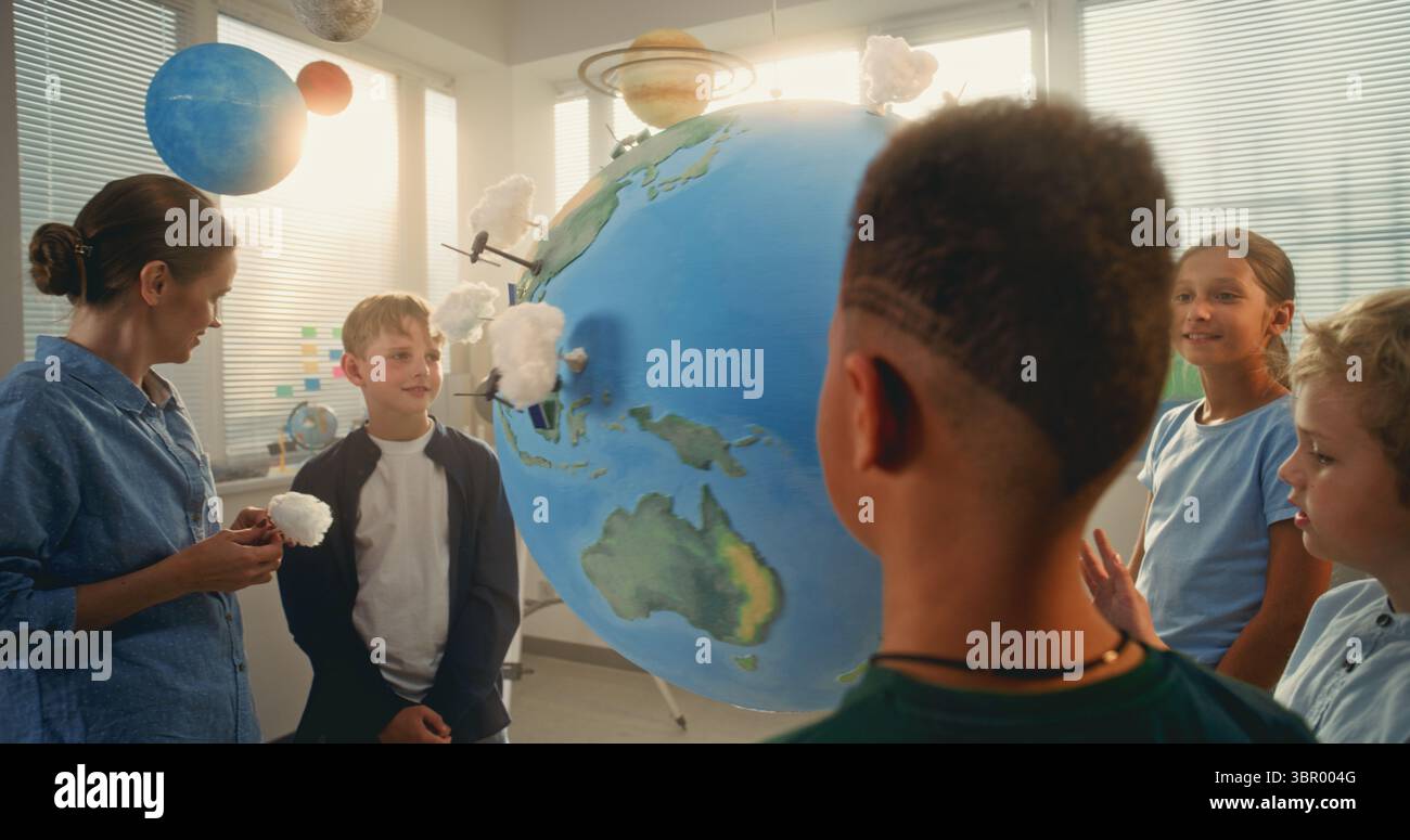 Science Lesson: Primary School Children Studying Renewable Energy ...