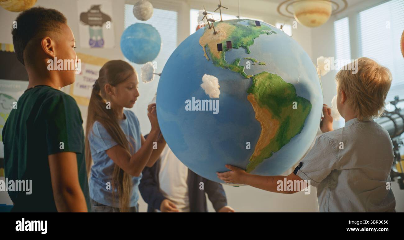 Renewable Energy STEM Class: Elementary School Students Attaching ...