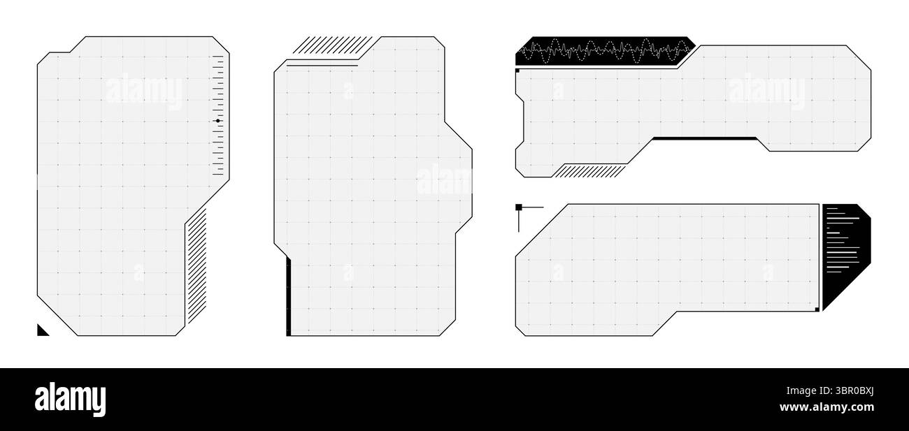 Minimal futuristic UI frame with transparent tech panels and bold HUD ...