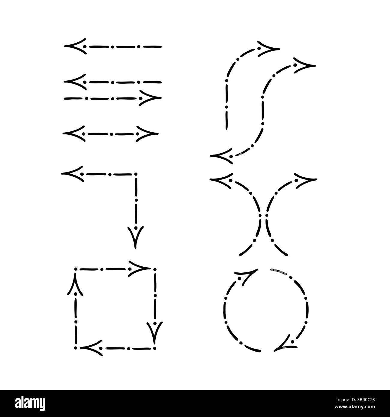 Arrow path vector line Black and White Stock Photos & Images - Alamy