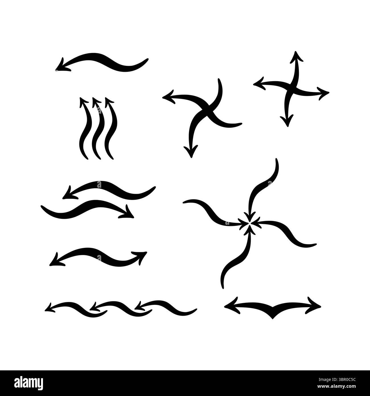 Wavy Motion Arrows Collection, hand drawn Stock Vector Image & Art - Alamy