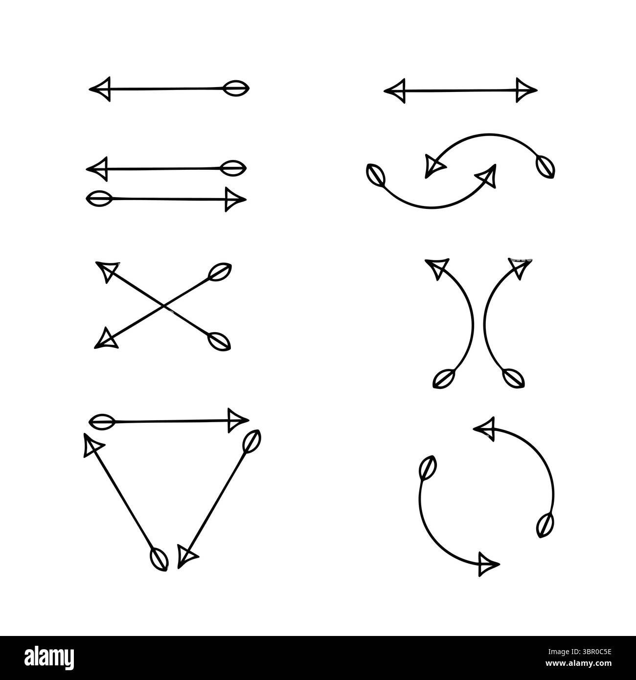 Delicate Hand drawn Arrow Icons with Leaf Tips Stock Vector Image & Art ...
