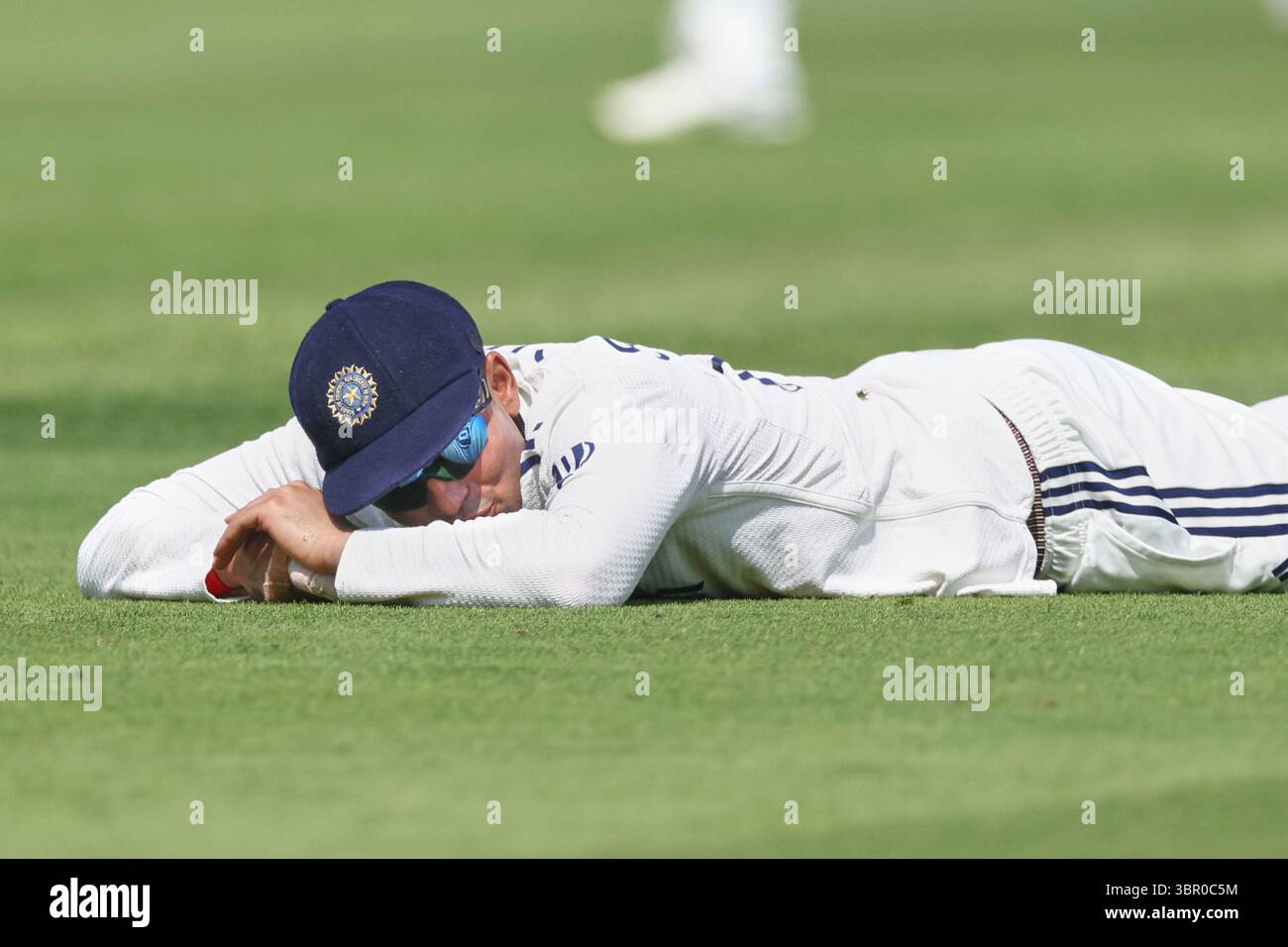 India's captain Shubman Gill fields during the third cricket test match ...