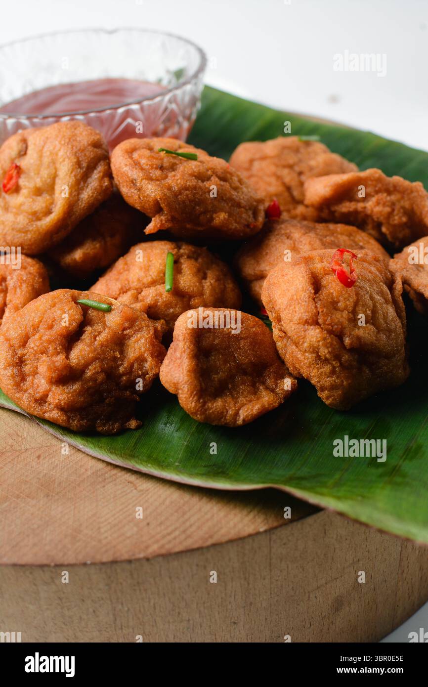 Overhead view of Akara on plantain leaf, top view of nigerian akara ...