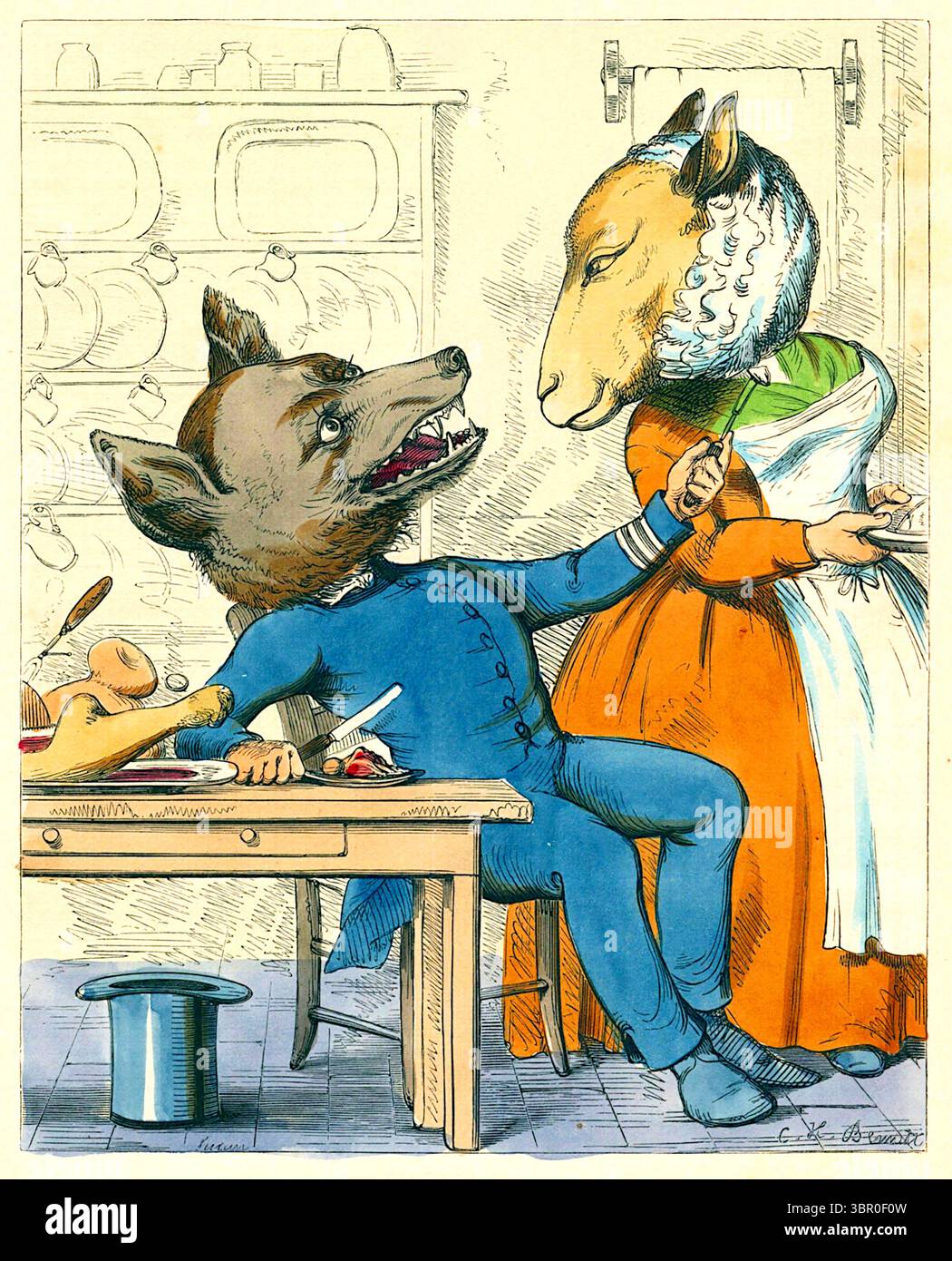 Charles Henry Bennett - The Wolf in Sheep's Clothing - 1857 Stock Photo ...