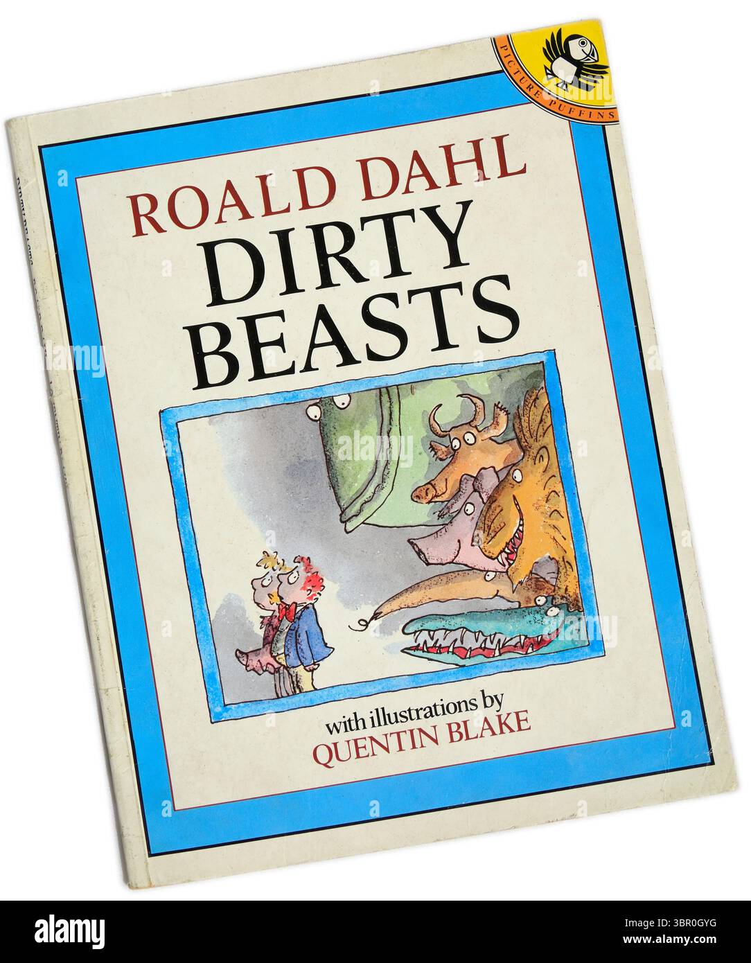 Photograph of well loved copy Roald Dahl's Dirty Beasts. Studio set up ...