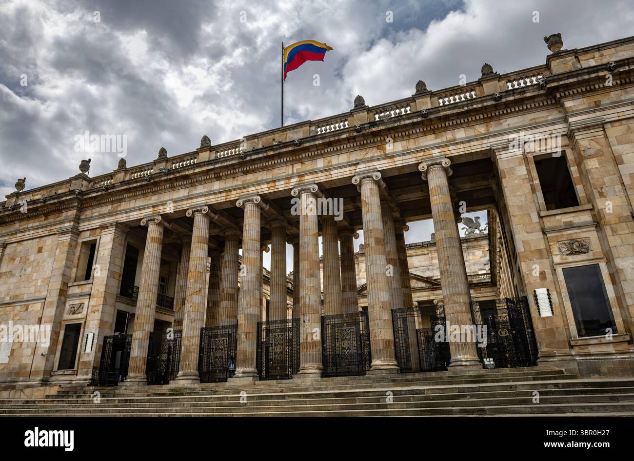 Colombian parliament building on Plaza de Bolívar in Bogota Stock Photo ...