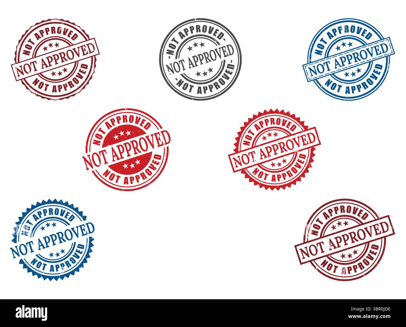A Extensive Not Approved Stamp Collection, Vector Set of Denied ...