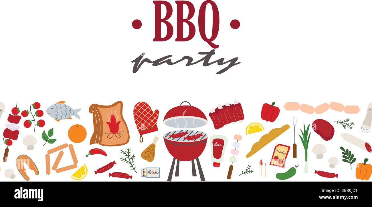 Barbecue party vector flyer Cut Out Stock Images & Pictures - Alamy