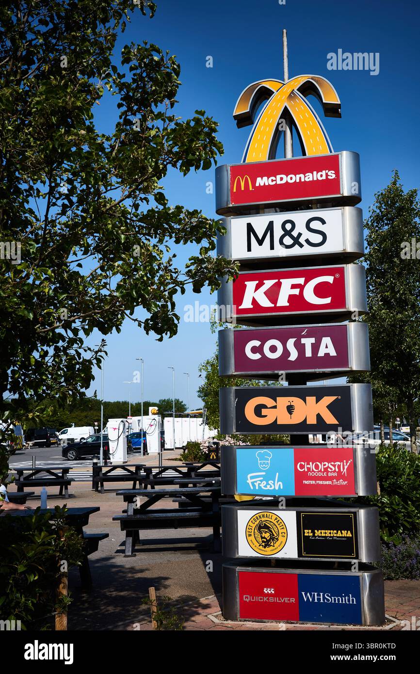 Food places at Cambridge service station, England Stock Photo - Alamy