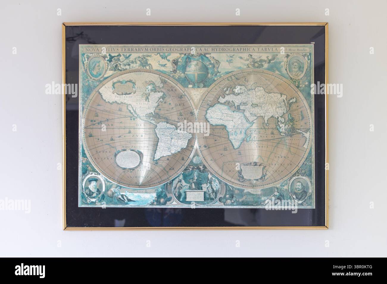 Chisinau, Moldova - May 11 2025 - Framed antique world map on white ...