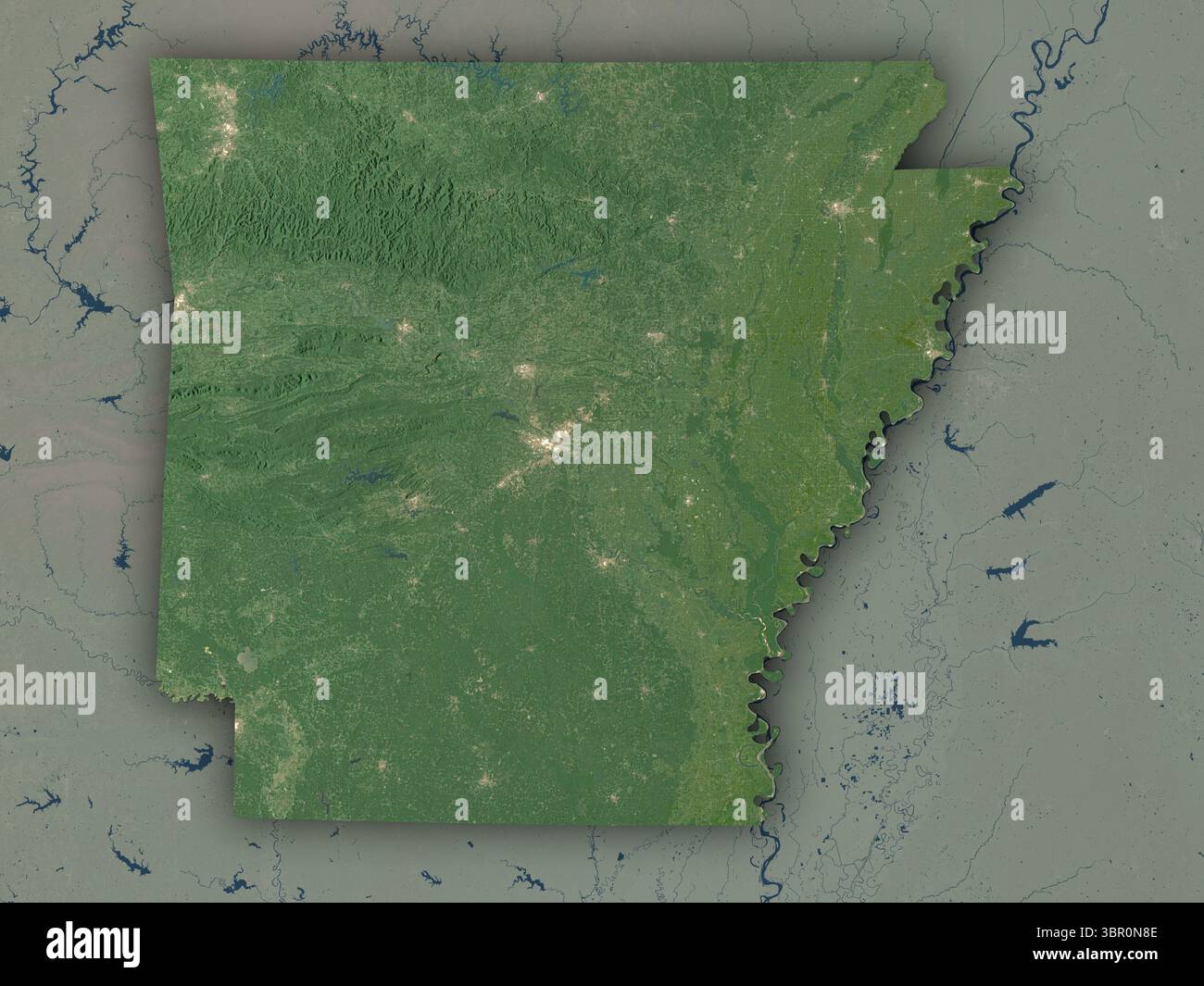 Very detailed map of Arkansas with clear state borders and visible ...