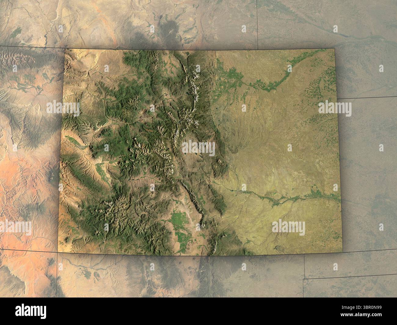 Very detailed map of Colorado with clear state borders. Contains ...