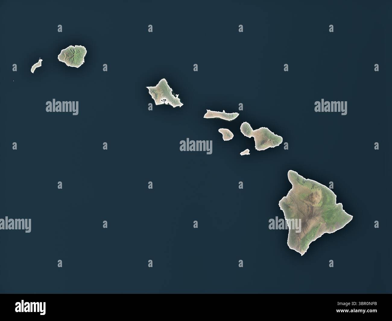 Realistic view of Hawaii from space with clear state borders. Contains ...