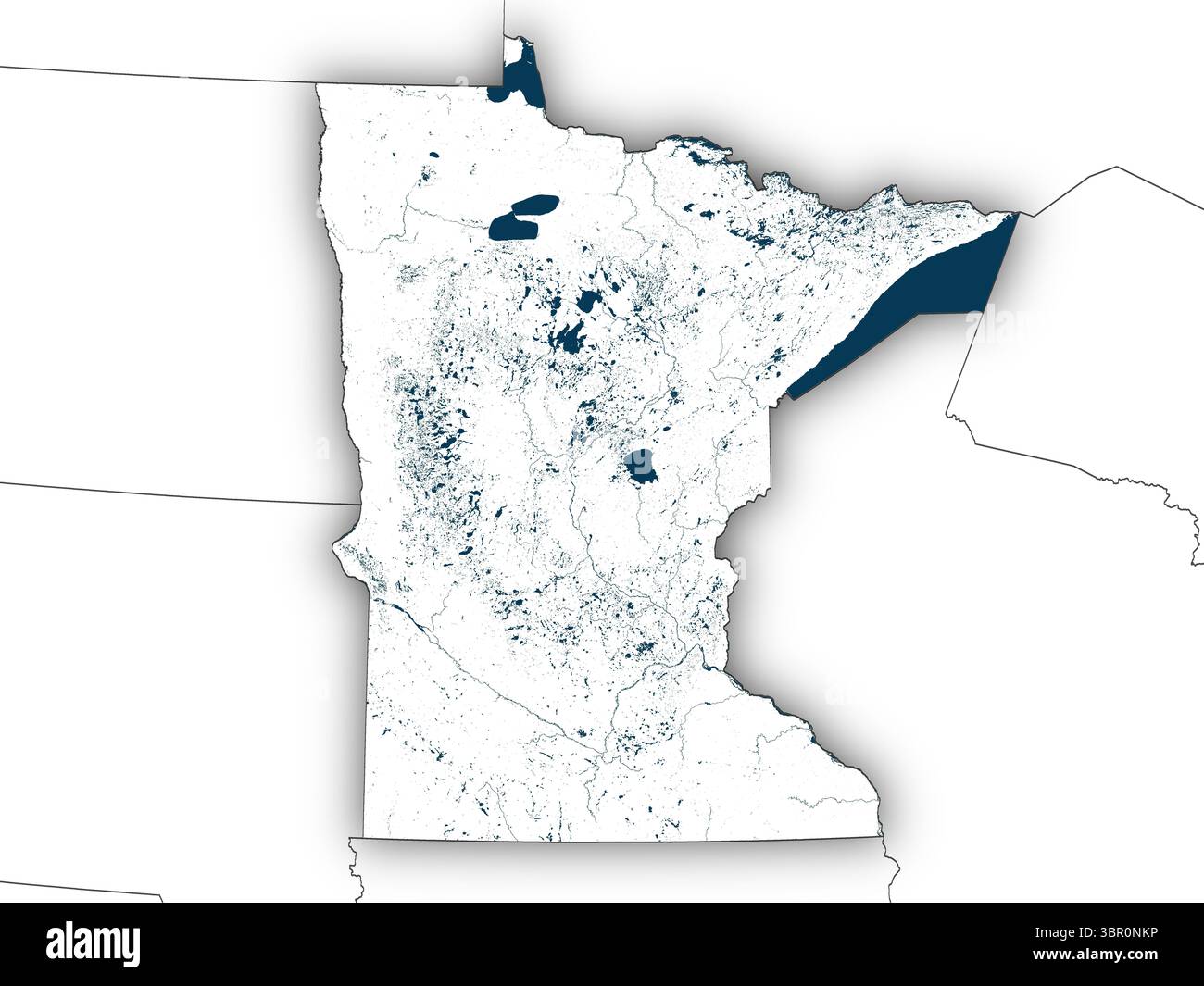 Withe map of Minnesota with state borders isolated on white background ...