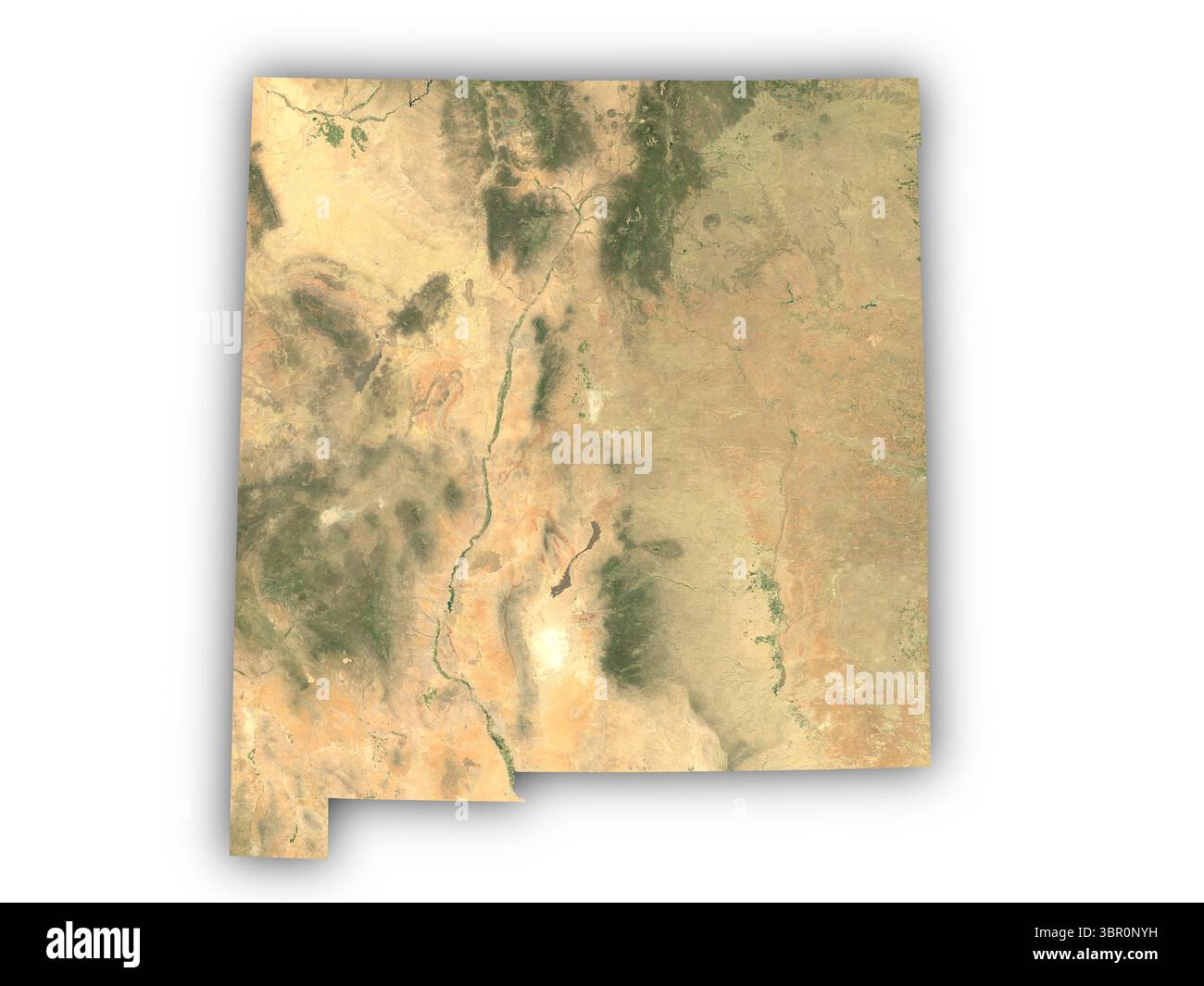 Realistic map of New Mexico isolated on white background. Contains ...
