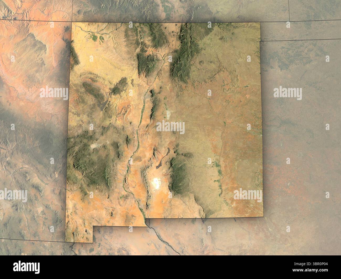 Very detailed map of New Mexico with clear state borders. Contains ...