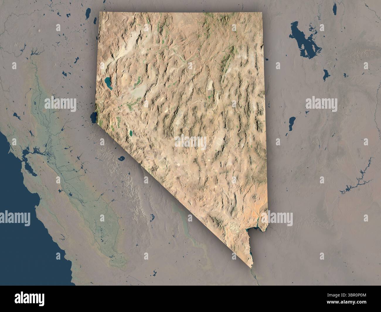 Very detailed map of Nevada with clear state borders and visible cities ...