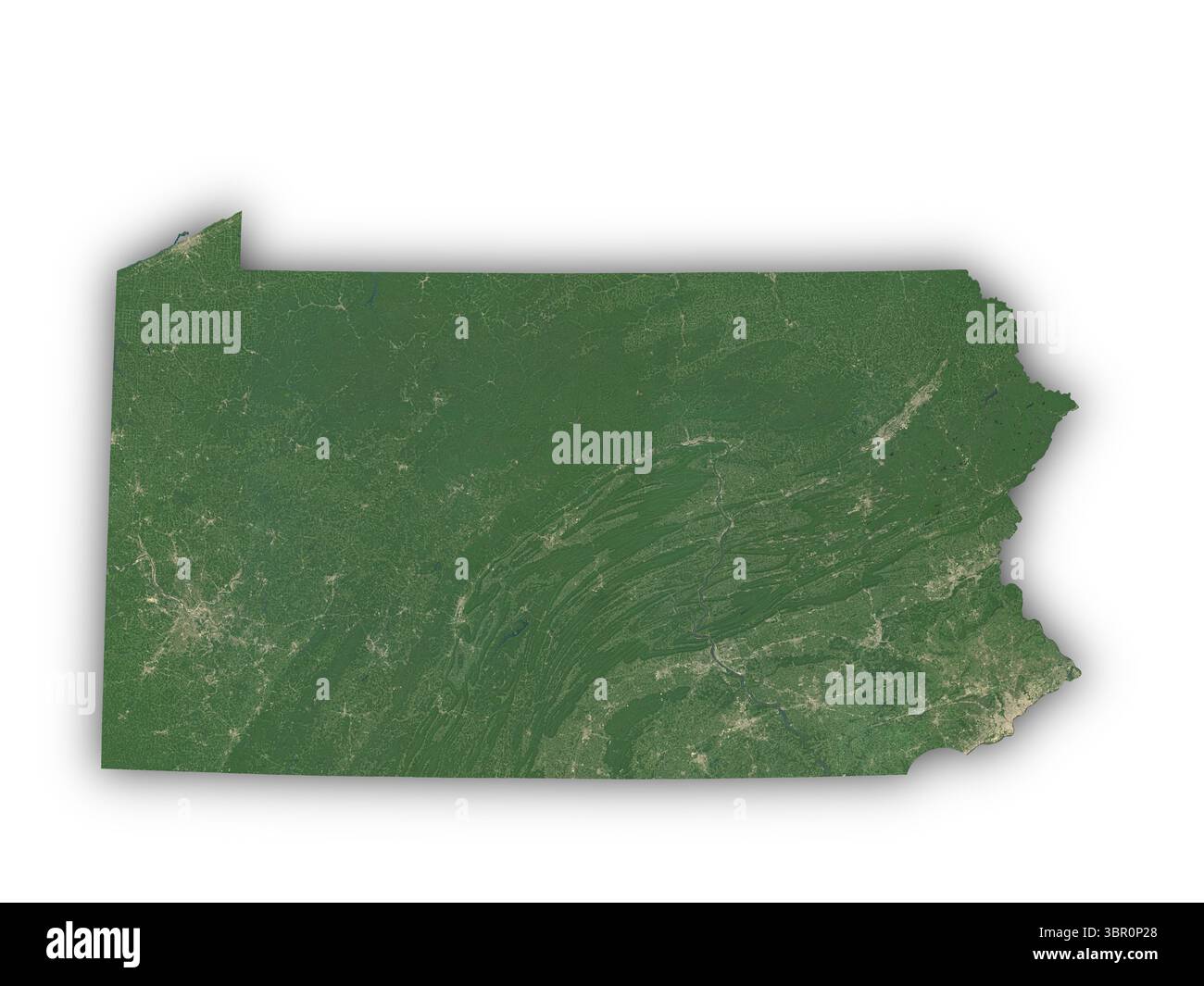 Realistic map of Pennsylvania isolated on white background. Contains ...