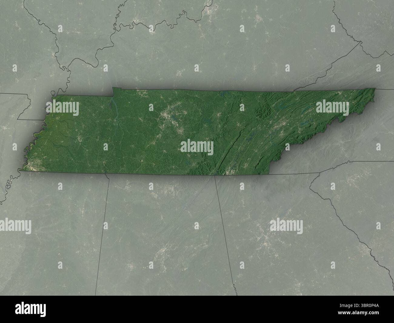Very detailed map of Tennessee with clear state borders. Contains ...