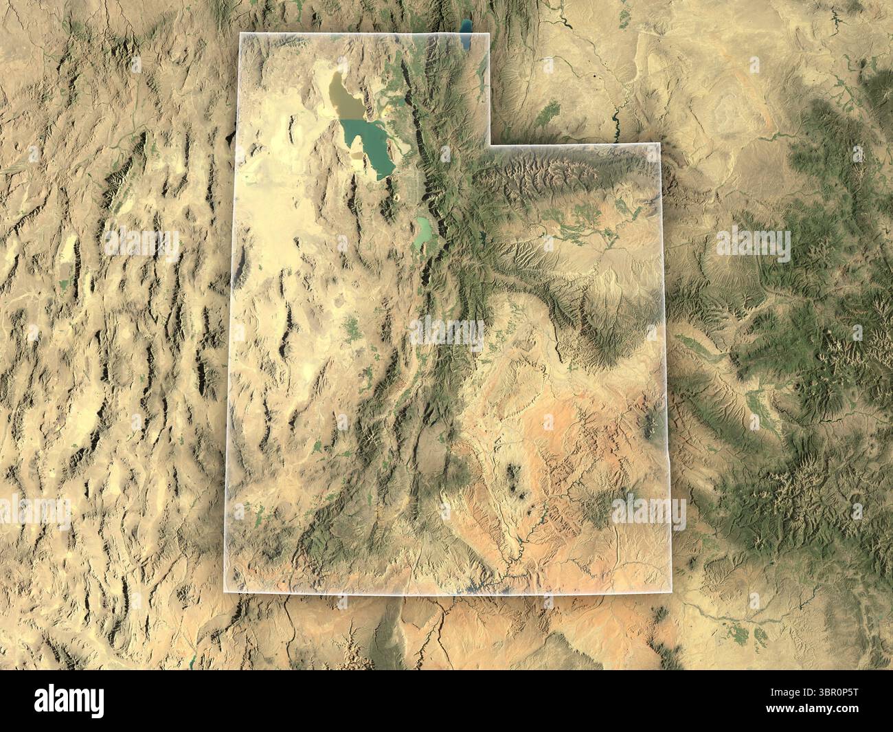 Realistic view of Utah from space with clear state borders. Contains ...