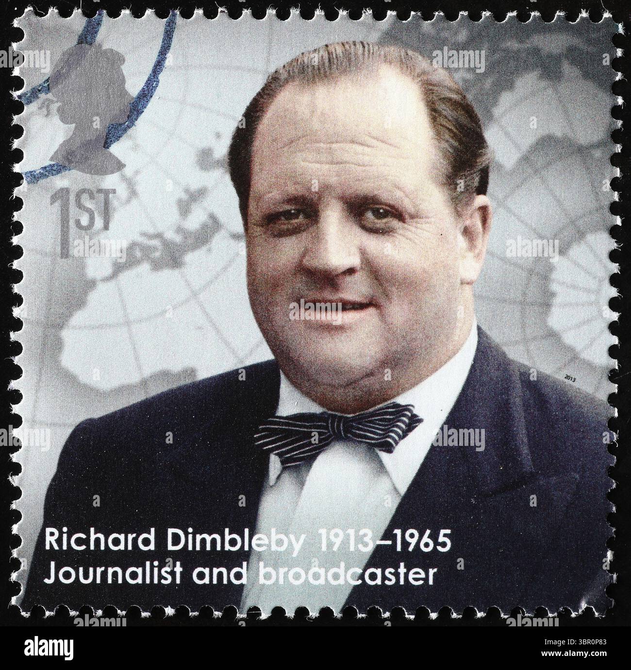Journalist Richard Dimblely on british postage stamp Stock Photo - Alamy