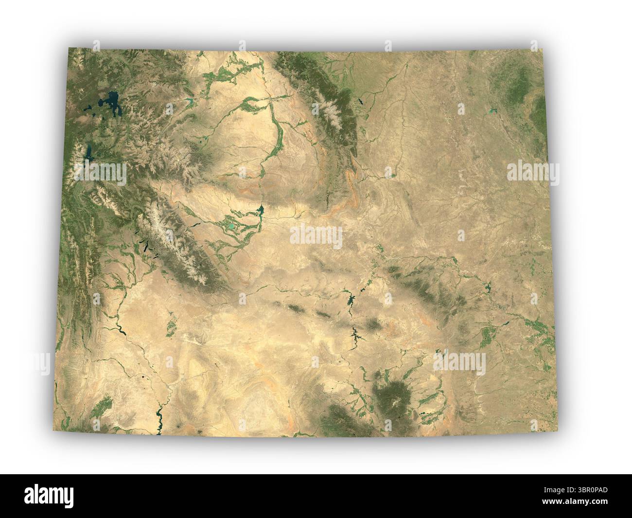 Realistic map of Wyoming isolated on white background. Contains ...