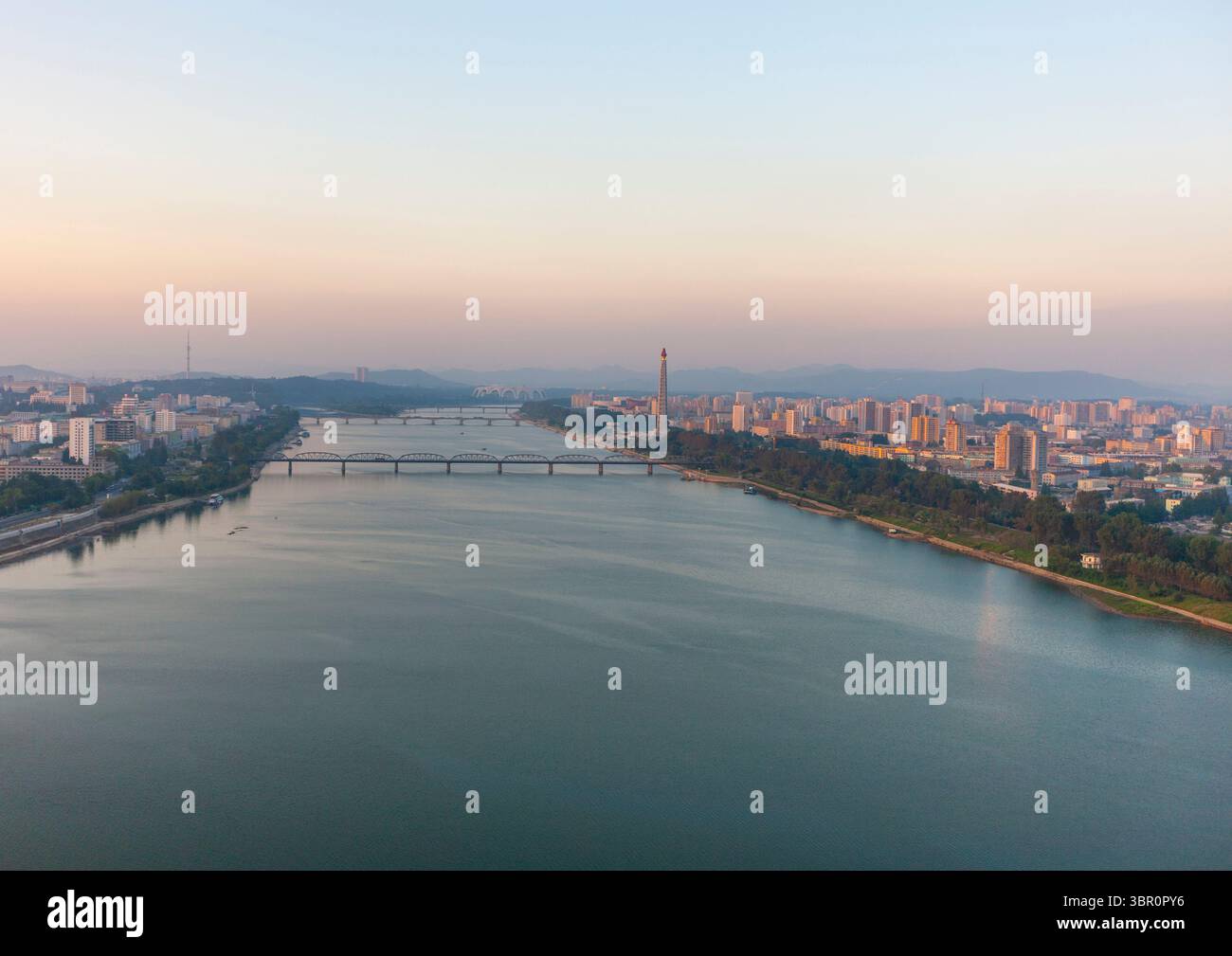 City skyline and Taedong river, DGC, Pyongyang, North Korea Stock Photo ...
