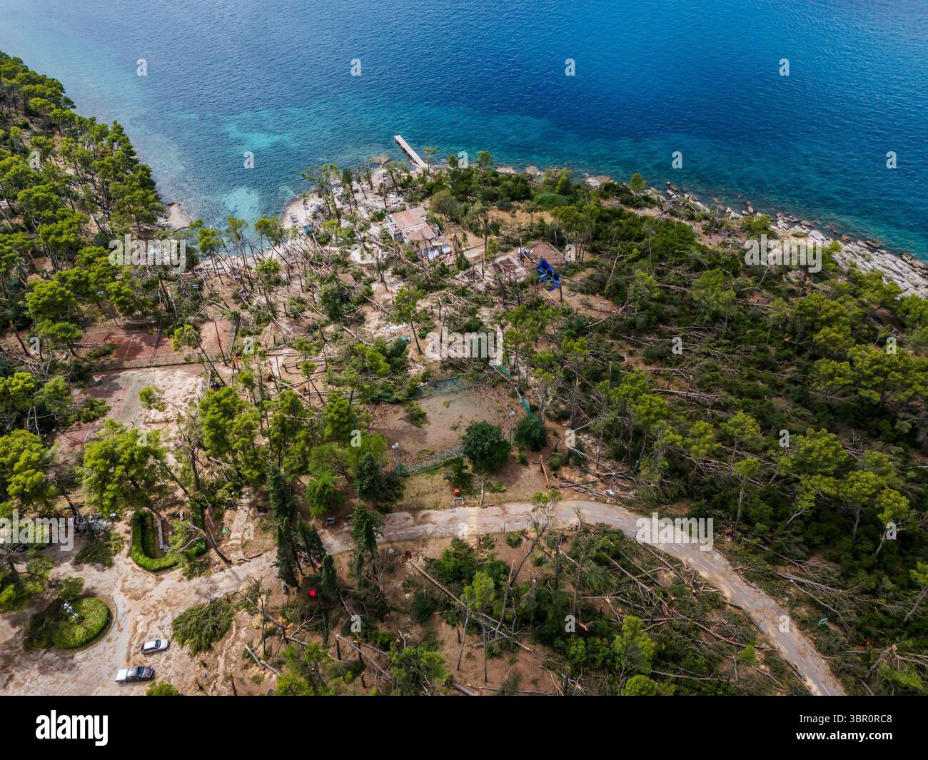 Split, Croatia. 10th May, 2025. Aerial view of Bene Bay on Marjan ...
