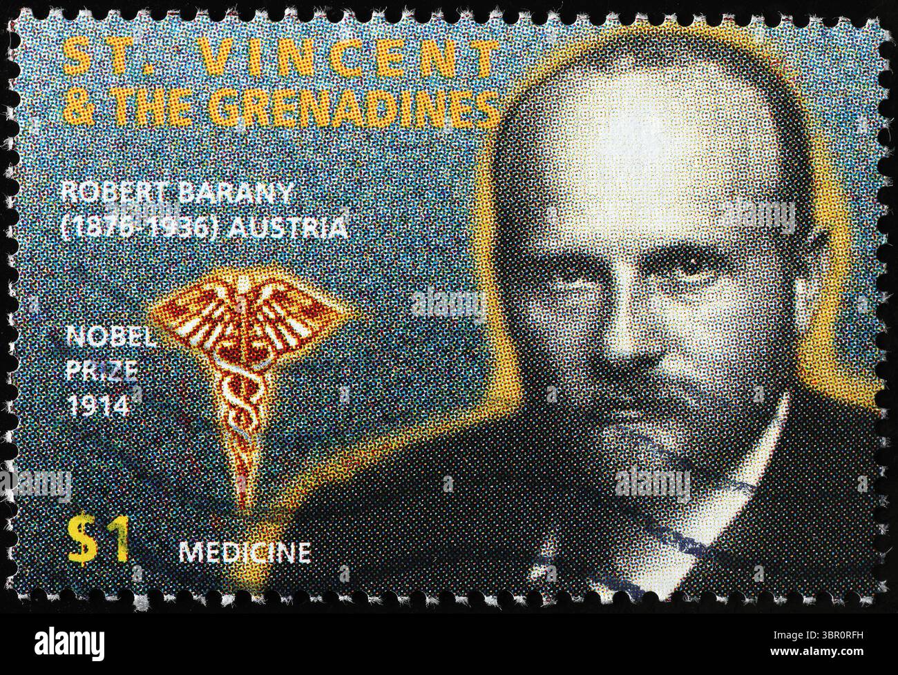 Nobel prize 1914 for Medicine Robert Barany on postage stamp Stock ...