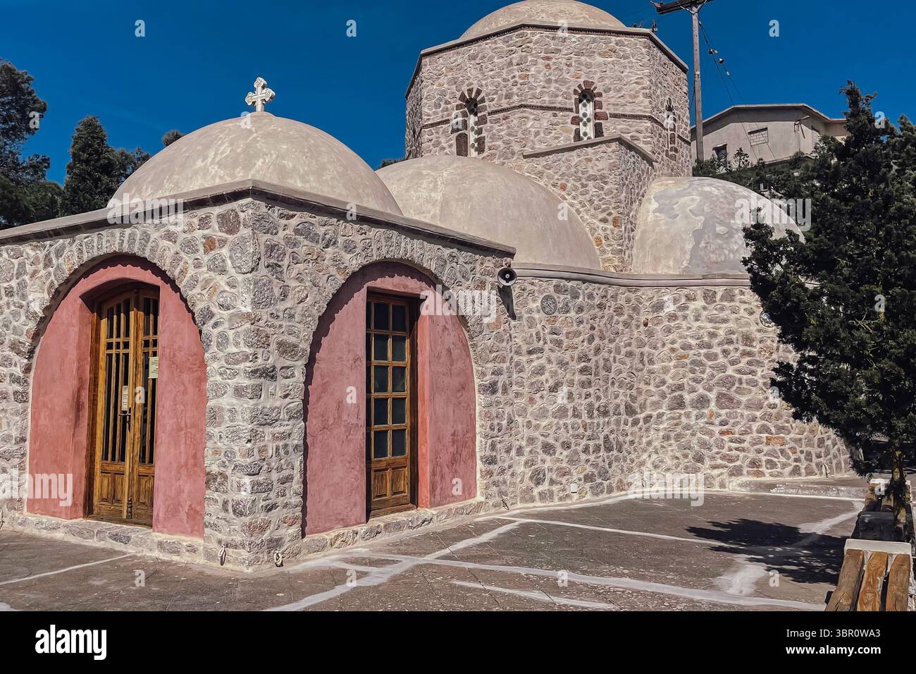 Beautiful and cozy Monastery of Prophet Elias in Santorini, the highest ...